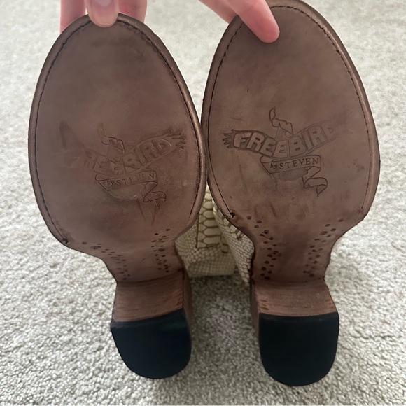Freebird by Steven | Shoes | Nwt Freebird By Steven Quail White Snake Leather Buckle Booties ...